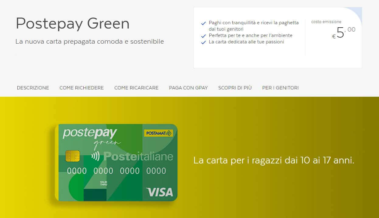 Postepay Green: come funziona e quanto costa la nuova carta prepagata ...