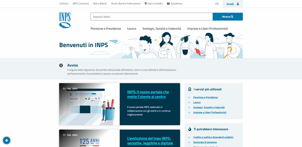 Sito web Inps 2023: homepage e navigazione intuitiva, nuova guida
